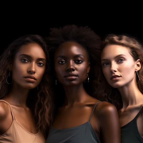 Impresionante Trío De Mujeres Vestidas De Negro Y Marrón Posando Para