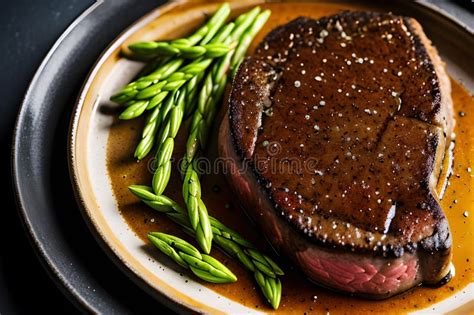 A Beautiful Medium Rare Steak A Gourmet Dish From The Restaurant