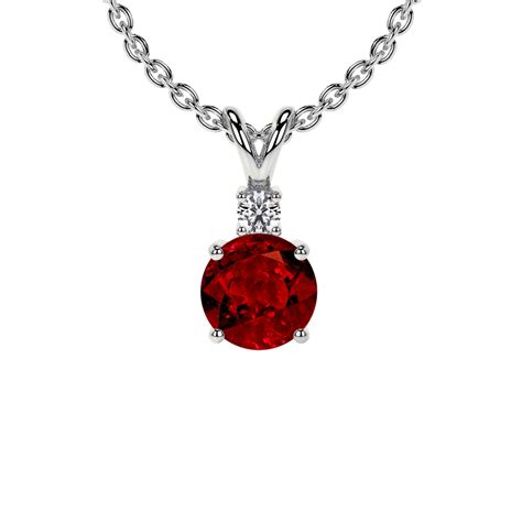 Round Ruby Pendant With Round Diamond 0 68cttw Aaaa Quality