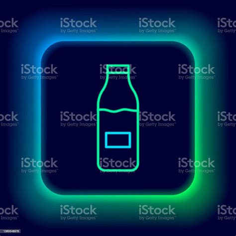 검은 색 배경에 고립 된 우유 아이콘이있는 빛나는 네온 라인 닫힌 유리 병 다채로운 개요 개념 벡터 0명에 대한 스톡 벡터 아트