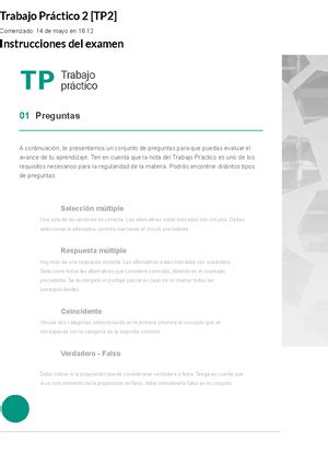 Examen Trabajo Práctico 2 TP2 Trabajo Práctico 2 TP2 Comenzado 3