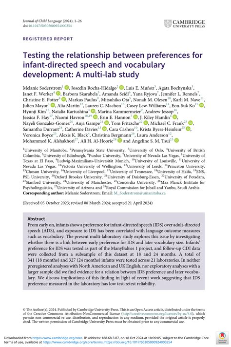 Pdf Testing The Relationship Between Preferences For Infant Directed Speech And Vocabulary