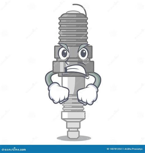 Angry Spark Plug Isolated With The Mascot Stock Vector Illustration