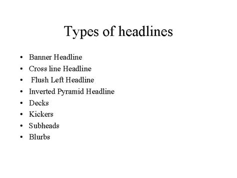 Types Of Headlines Banner Headline Cross Line Headline