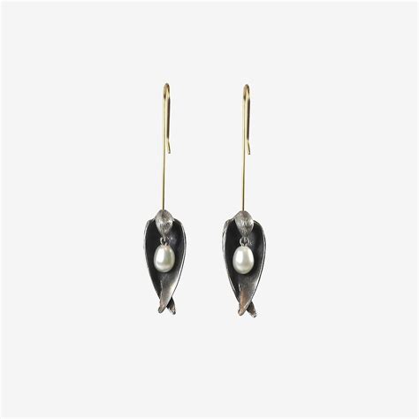 Gabriella Kiss Sterling Silver Sleeping Bird Earrings With White Pearl
