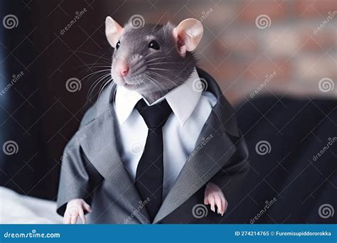 Rat Posing In Business Suit Generative Ai Stock Illustration