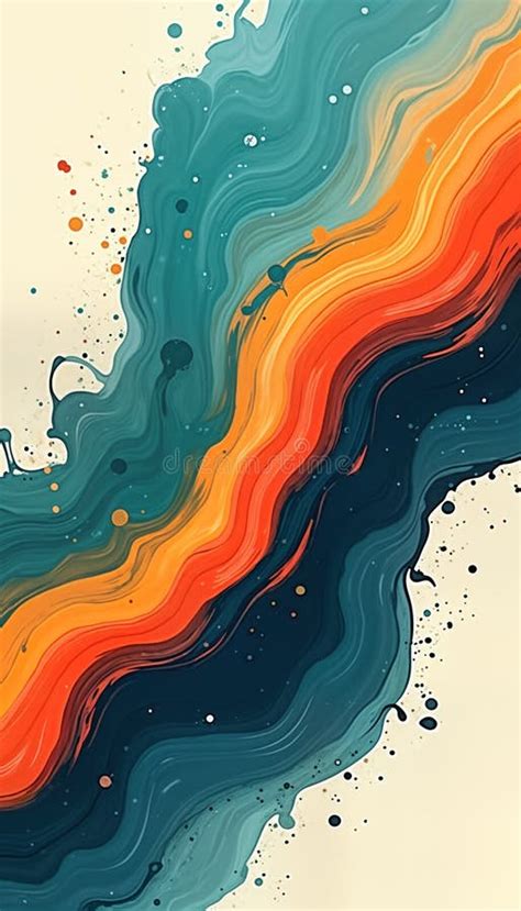 Abstract Art Color Waves Teal Blue Orange Red Paint Texture Swirls