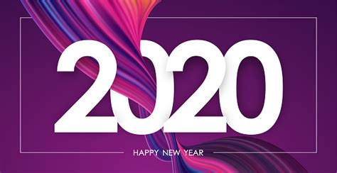 새해 복 야 2020 화려한 추상 트위스트 페인트 스트로크 모양인사말 카드입니다 12월 31일에 대한 스톡 벡터 아트 및 기타