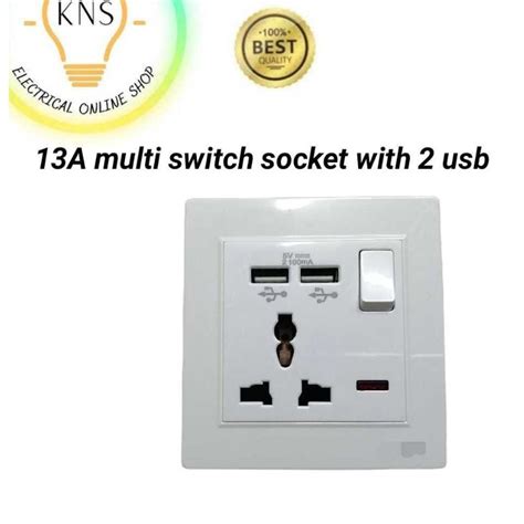 13a Multi Wall Switch Socket With 2 Usb Shopee Malaysia