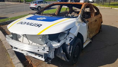 Voiture De Police Incendiée Vandalisme Voiture Incendiée Voiture