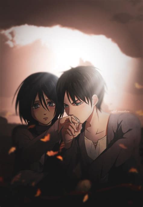 Eren E Mikasa Sfondi Carini Disegni Di Anime Lattacco Dei Giganti