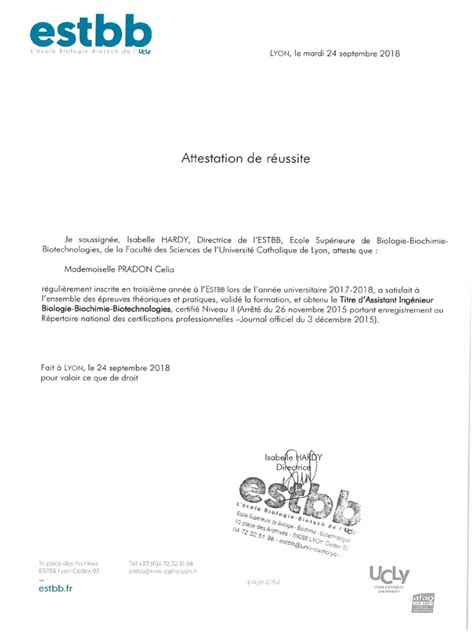 Pradon Célia Attestation Réussite Pdf
