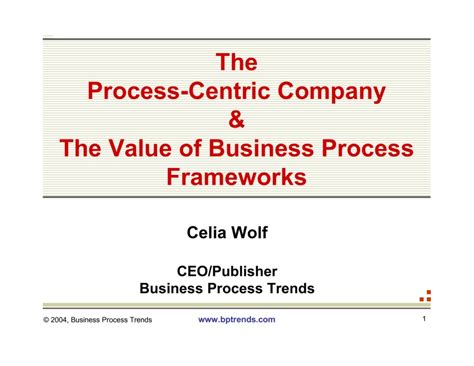 The Process Centric Company And The Value Of Open Standard Business Process Frameworks — Isssp