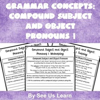 Grammar Concepts Compound Subject And Object Pronouns 1 By See Us Learn