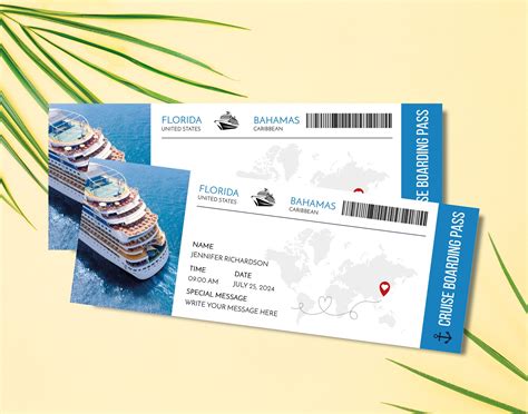 Editable Boarding Pass Cruise Template Printable Cruise Ticket