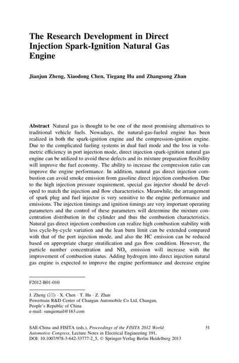 Pdf The Research Development In Direct Injection Spark Ignition