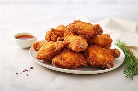 Premium Ai Image Tasty Deep Fried Chicken Pieces On White Table