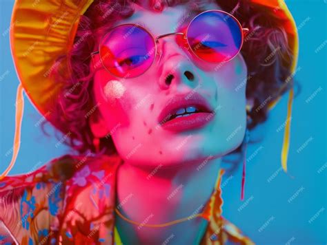 Premium Photo A Woman With Curly Hair And Glasses