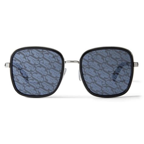 Jimmy Choo Elva Black And Silver Palladium Metal Sunglasses With Jc