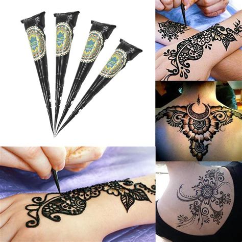 Black Brown Henna Cones Indian Henna Tattoo Paste For Temporary Body
