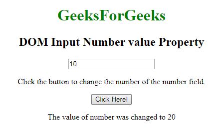 Html Dom Input Number Value Property Geeksforgeeks