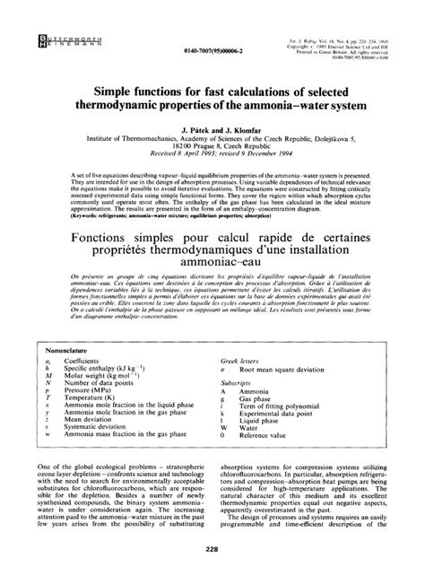 Simple Functions For Fast Calculations Of Selected Thermodynamic Properties Of The Ammonia Water