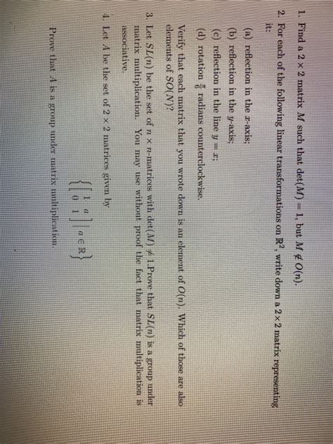 Solved Question 1 2on Is The Set Of Orthogonal Nxn Matrics