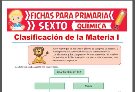 Clasificación de la Materia para Sexto de Primaria Actividades Educativas