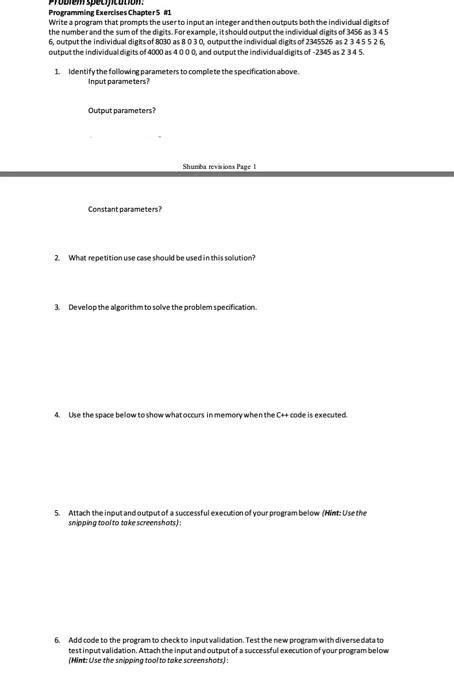 Solved Problem Specification Programming Exercises Chapter Chegg