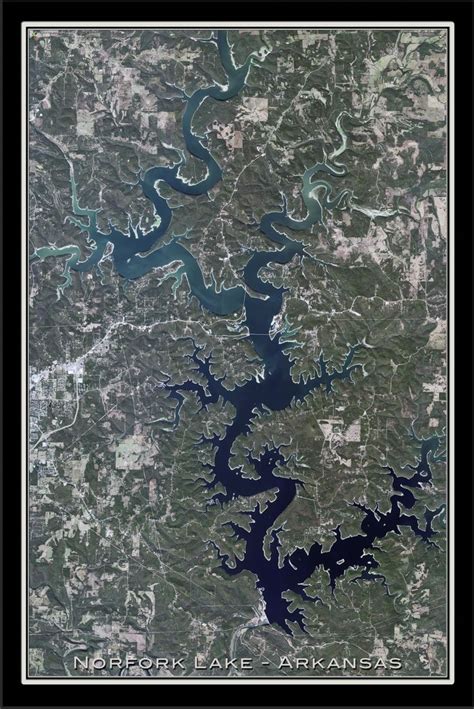 The Norfork Lake Arkansas Satellite Poster Map M 16 X 24 Inch Map Poster Satellite Maps Lake