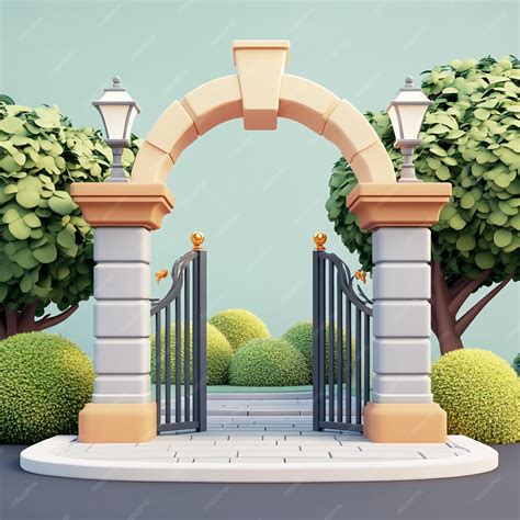 3d Gate Icon Entryway To A Park Or Amusement Illustration Logo