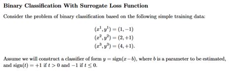 Binary Classification With Surrogate Loss Function Of