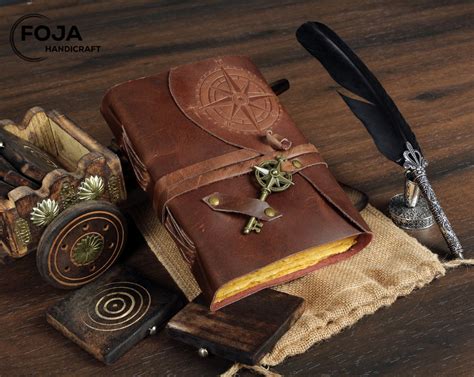 Compass Vintage Leather Journal Antique Handmade Leather Etsy