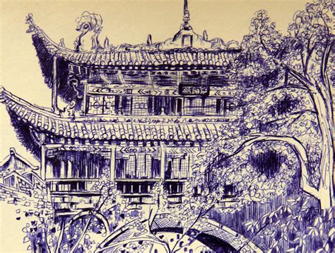 圆珠笔风景插画 西西喜2021 站酷ZCOOL