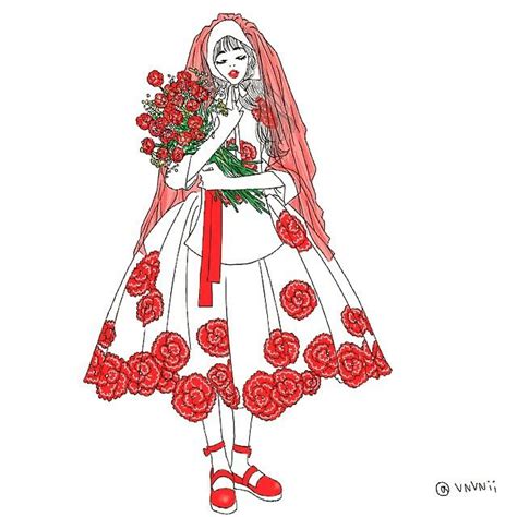 Illustrator 이다빈 On Instagram “ 한복 그림 Illustration 일러스트 카네이션이 많이 보여서