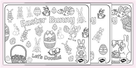 Easter Bunny Doodle Colouring Pages Teacher Made Twinkl