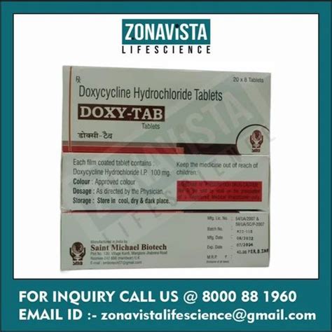 Doxy Tab Doxycycline Hydrochloride Tablets Strength 100mg At Rs 800