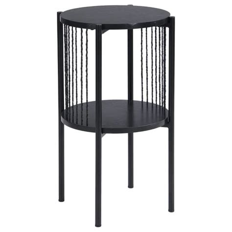 Table de chevet noire plateaux métal et corde x x cm Maisons du Monde