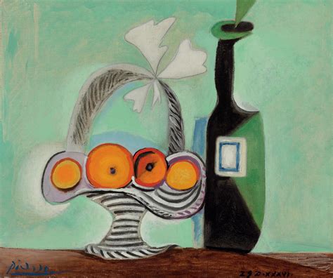 Pablo Picasso 1881 1973 Nature Morte Corbeille De Fruits Et Bouteille Christies
