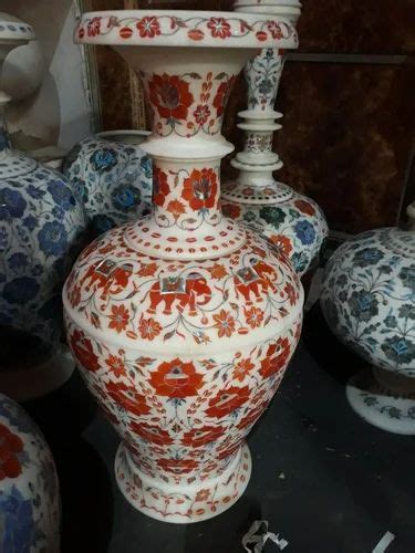 Marble Inlay Flower Vase Design Parchin Kari Height 1 5 Feet At Rs