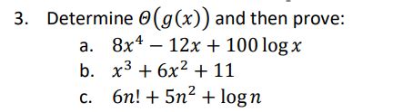 Solved Determine Θ g x and then prove a x x logx Chegg com