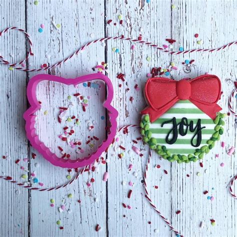 Bow Wreath Plaque Cookie Cutter Etsy