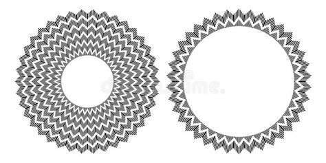 Set Of Abstract Striped Zig Zag Circle Patterns Stock Vector Illustration Of Serrate Card