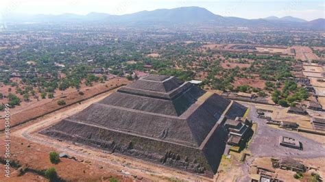 Teotihuacan Mexico Aerial View Of Pyramid Of The Sun Pirámide Del