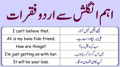 29 Best English Sentences With Urdu Translation Used In Daily Life