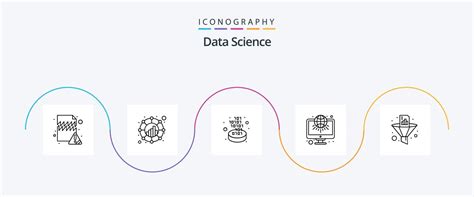 Data Science Line 5 Icon Pack Including Analytics Infrastructure