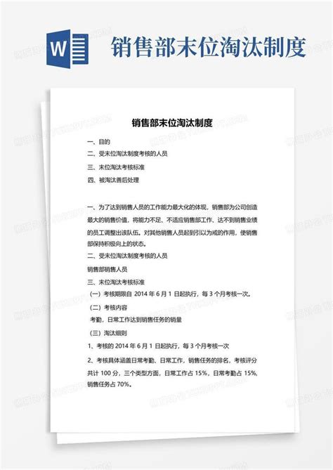 销售部末位淘汰制度word模板下载编号lbbvemov熊猫办公