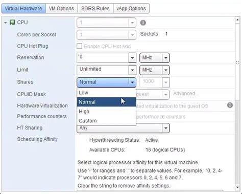 implementing shares limits and reservations on resource pools