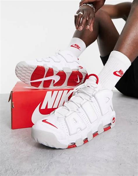 Nike Air Uptempo 96 Sneakers Bianche E Rosse Asos