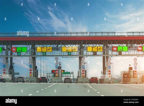 View Gate For Cars At The Entrance To The Toll Road Limited By The